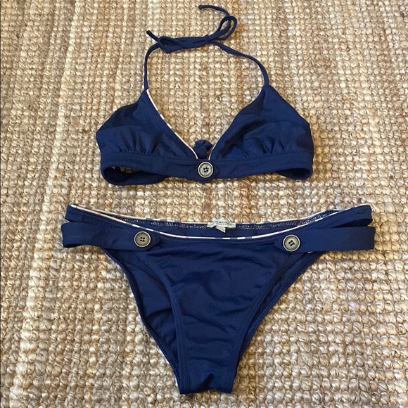 Burberry | Swim | Burberry London Navy Blue Bikini Set Nova Check Trim ...